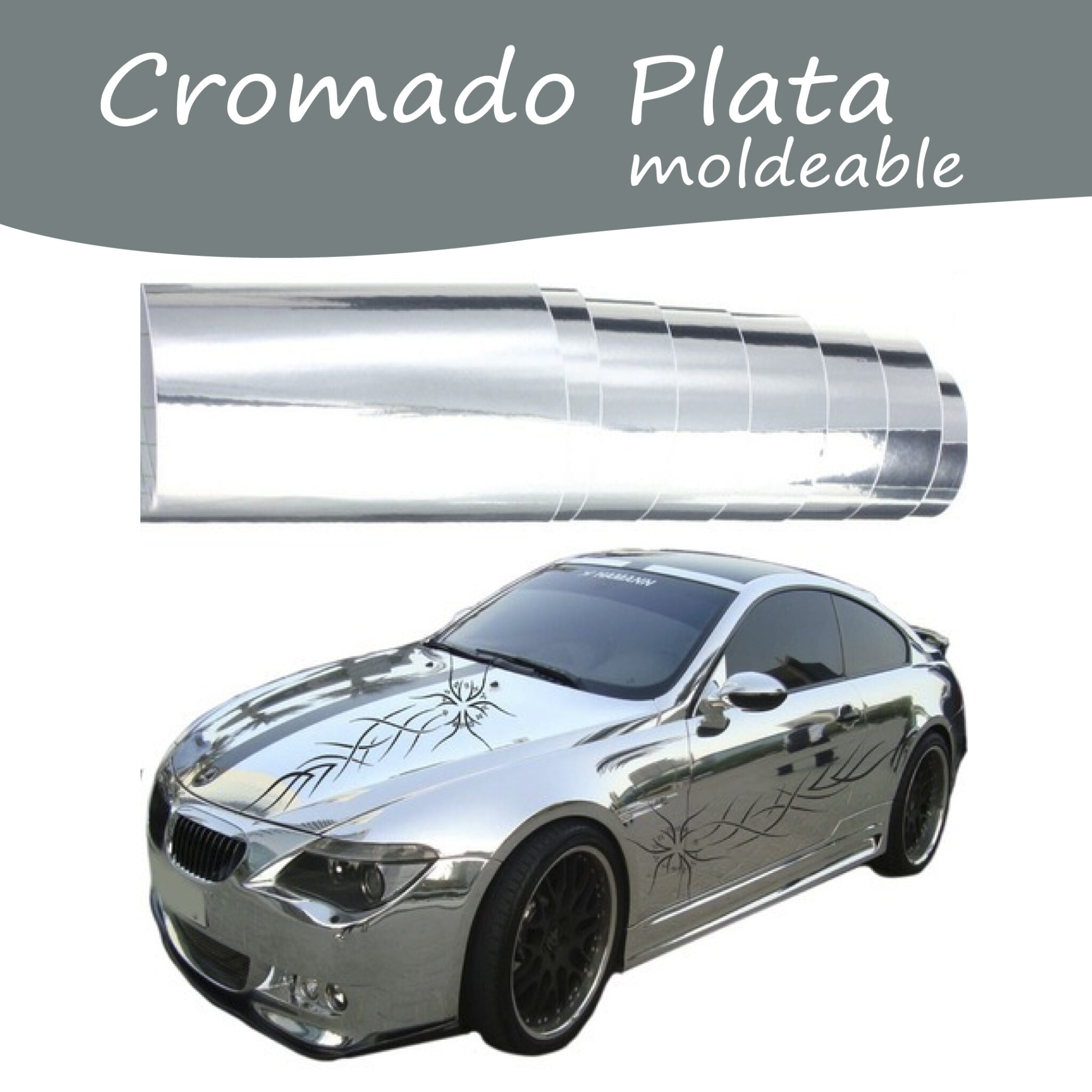VINILO CROMADO MOLDEABLE Silver Ancho x 1.52 cm. x 1m. lineal – Calcobel